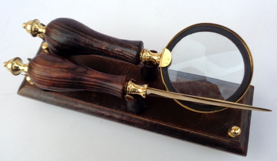 Personalized Brass Magnifying Glass With Stand Letter Opener Marine ...