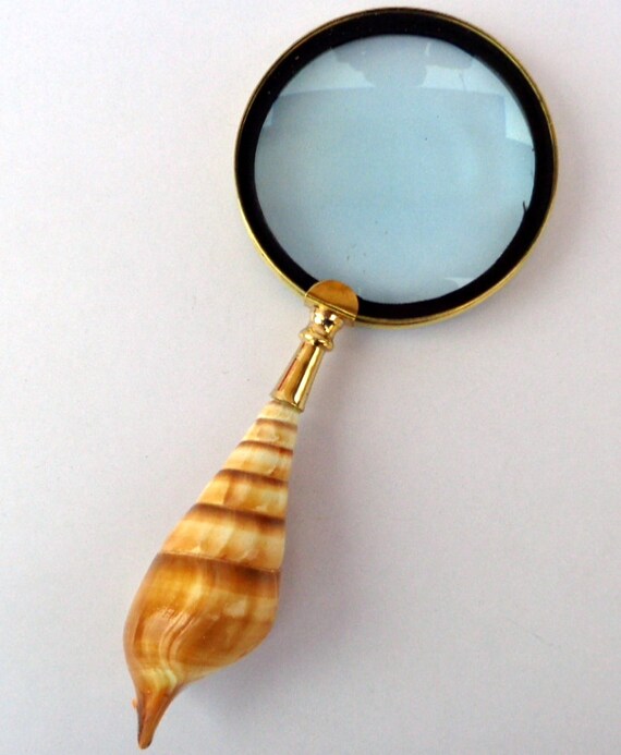 Antique Brass Magnifying Glass Magnifier Shell Handle Tabletop - Etsy