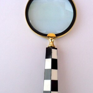 New Replica Style Beautiful Black & White Checkered Handle Magnifying ...