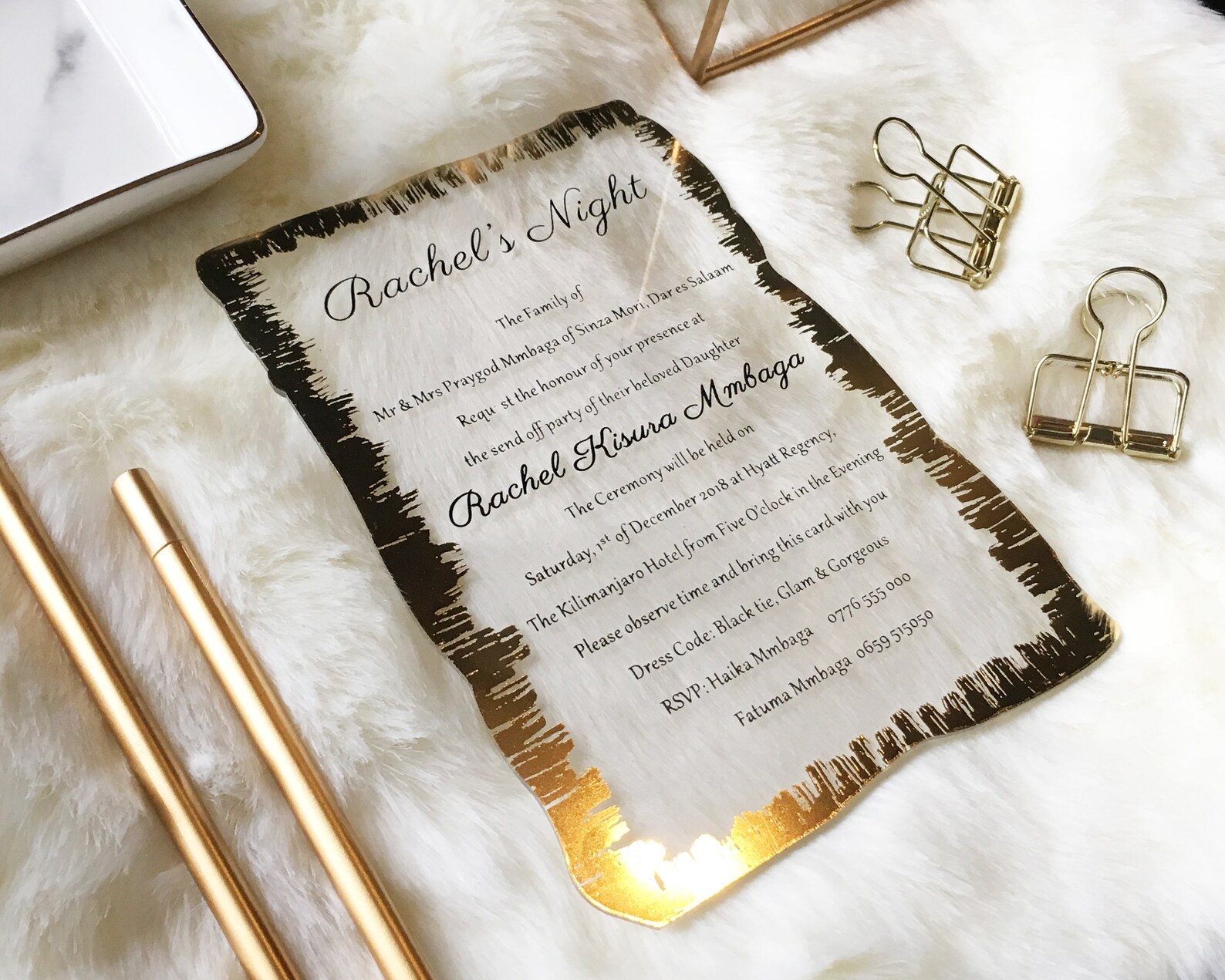 Custom Acrylic Wedding Invitation Gold Mirror Invitation - Etsy