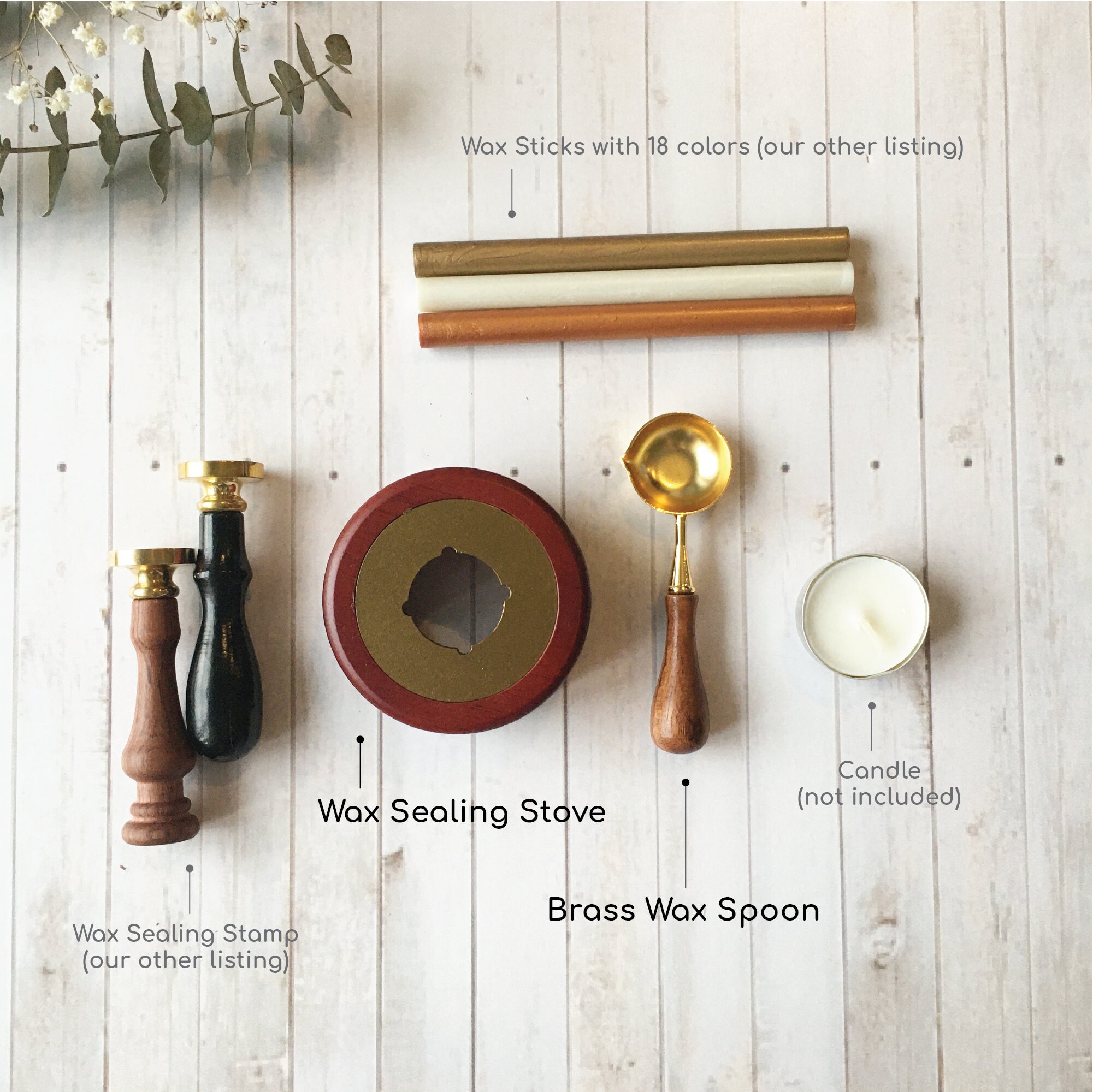 Wax Sealing Tools - Wax Sealing Stove - Brass Wax Spoon - Candle Holder ...