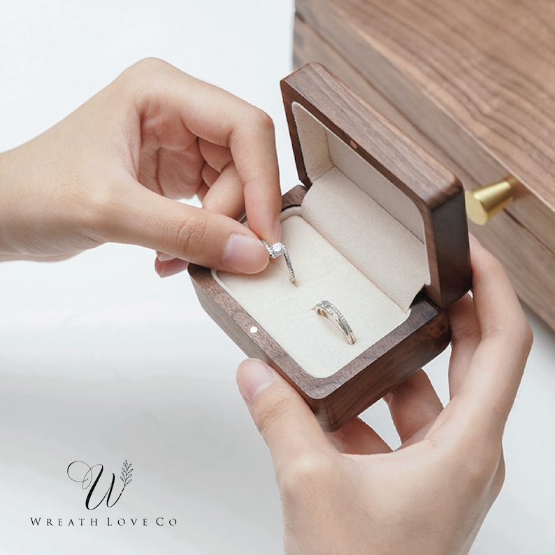 Personalized Double Ring Box - Custom Wood Ring Box - Ring Bearer Box ...