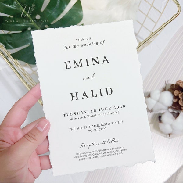 Deckled Edge Wedding Invitation - Etsy