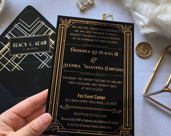 Custom Acrylic Wedding Invitation Gold Mirror Invitation - Etsy