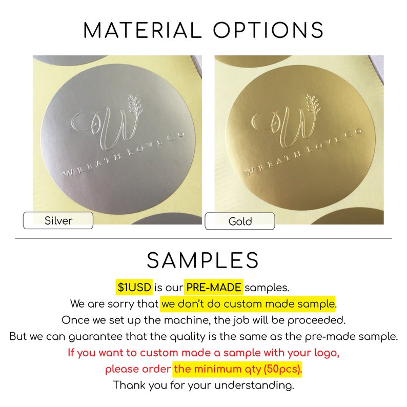 4cm_custom Made Gold/silver Embossed Raised Sticker/label - Etsy