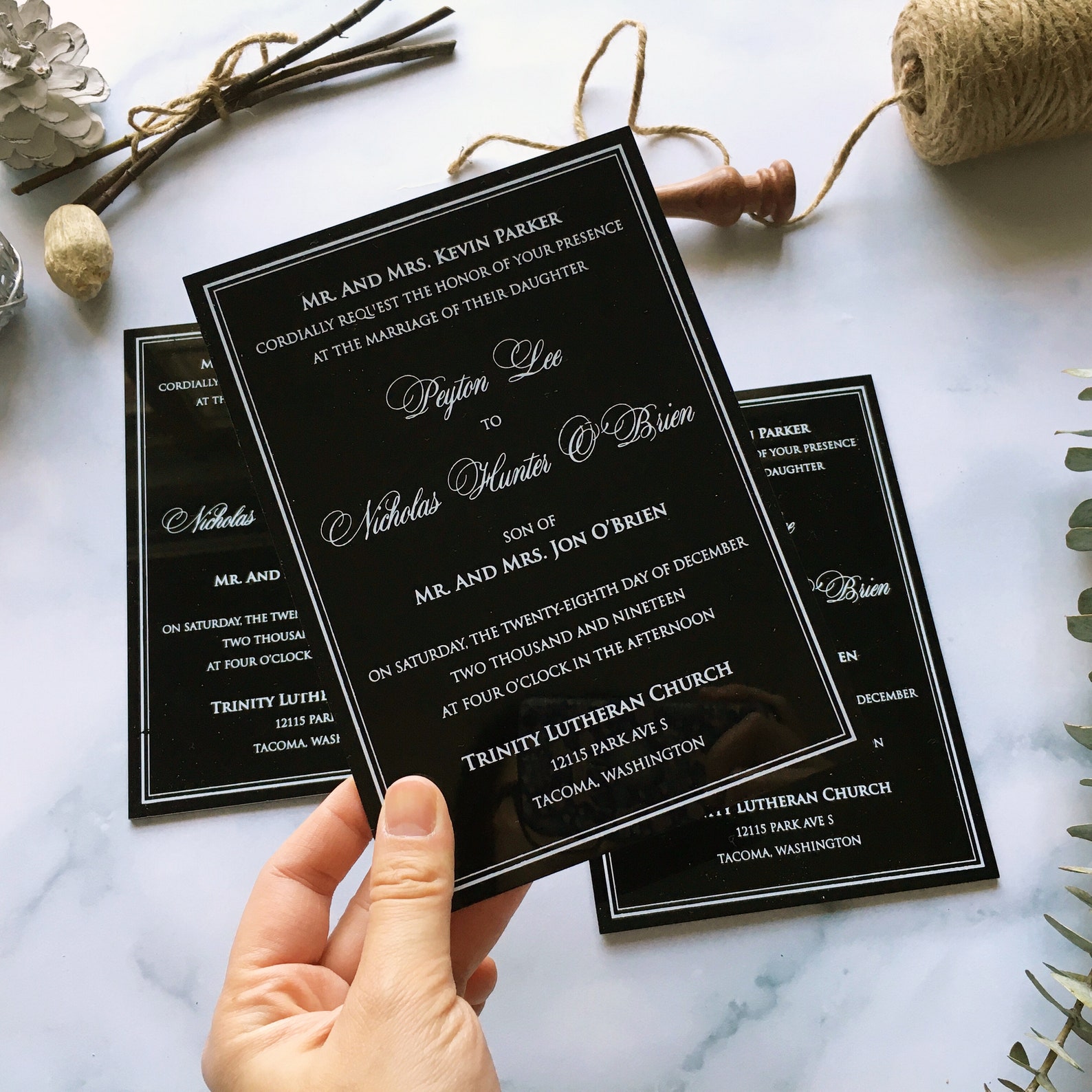 Custom Acrylic Wedding Invitation Gold Mirror Invitation - Etsy