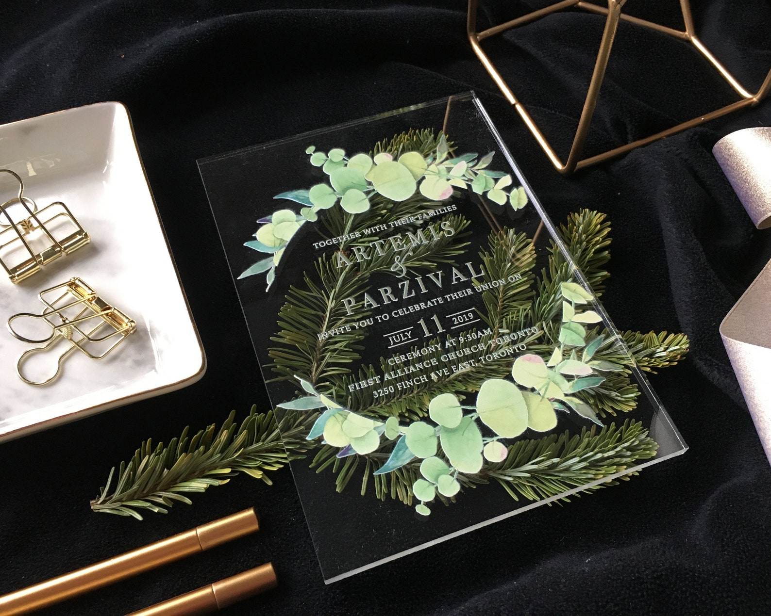 Custom Acrylic Wedding Invitation Gold Mirror Invitation - Etsy