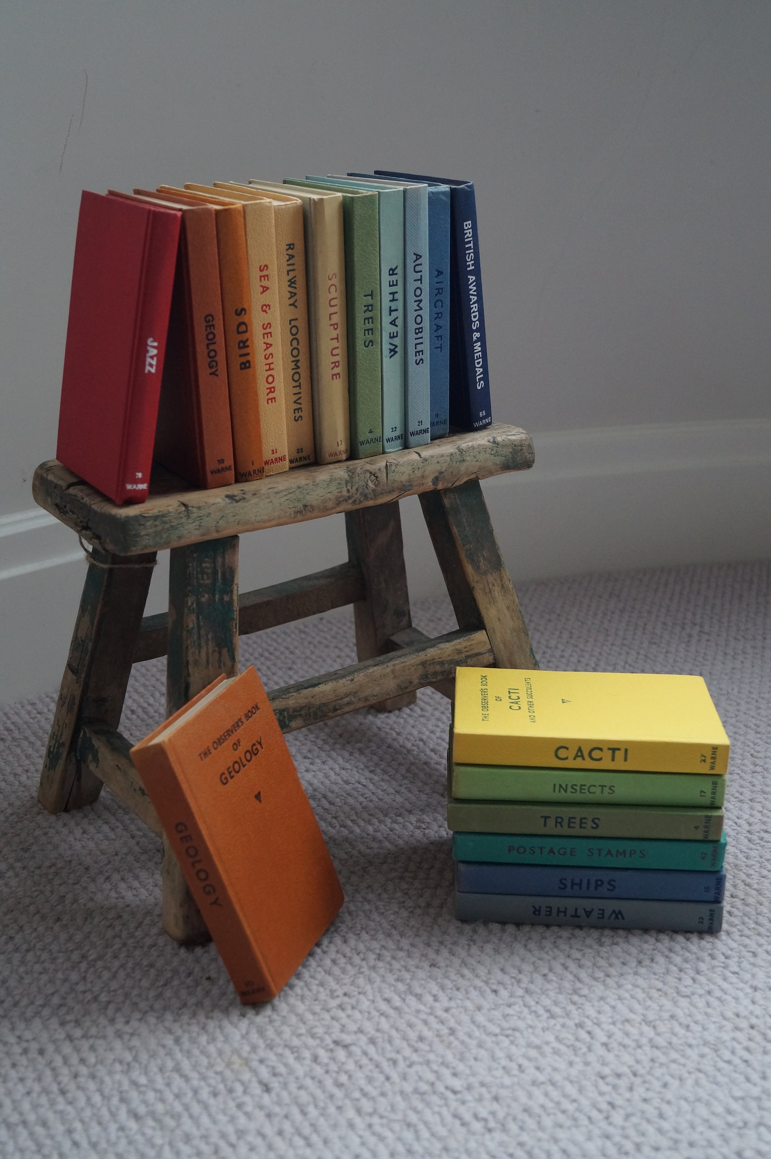 Observers Books Vintage Colourful Display Shelf Decor Rainbow ...