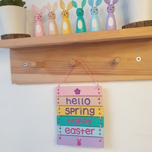 Hello Spring Happy Easter Hand-painted Wooden Wall Decor - Etsy