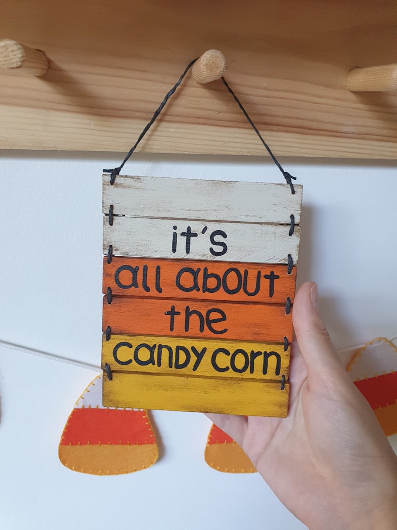 Candy Corn Sign Wall Art Home Decor, Halloween Wall Hanging ...