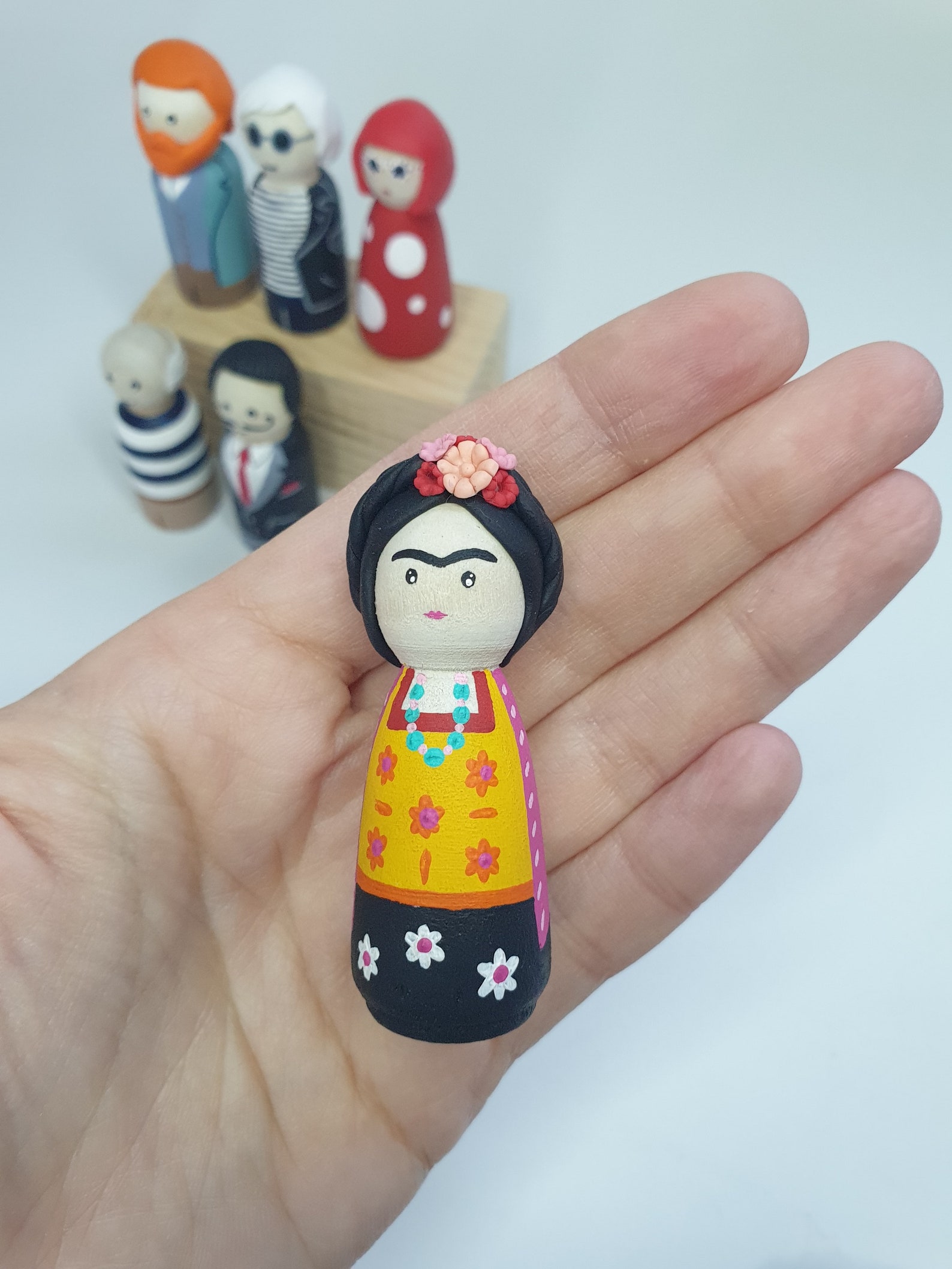 Famous Painters Wooden Peg Dolls / Frida Kahlo, Salvador Dali, Andy ...