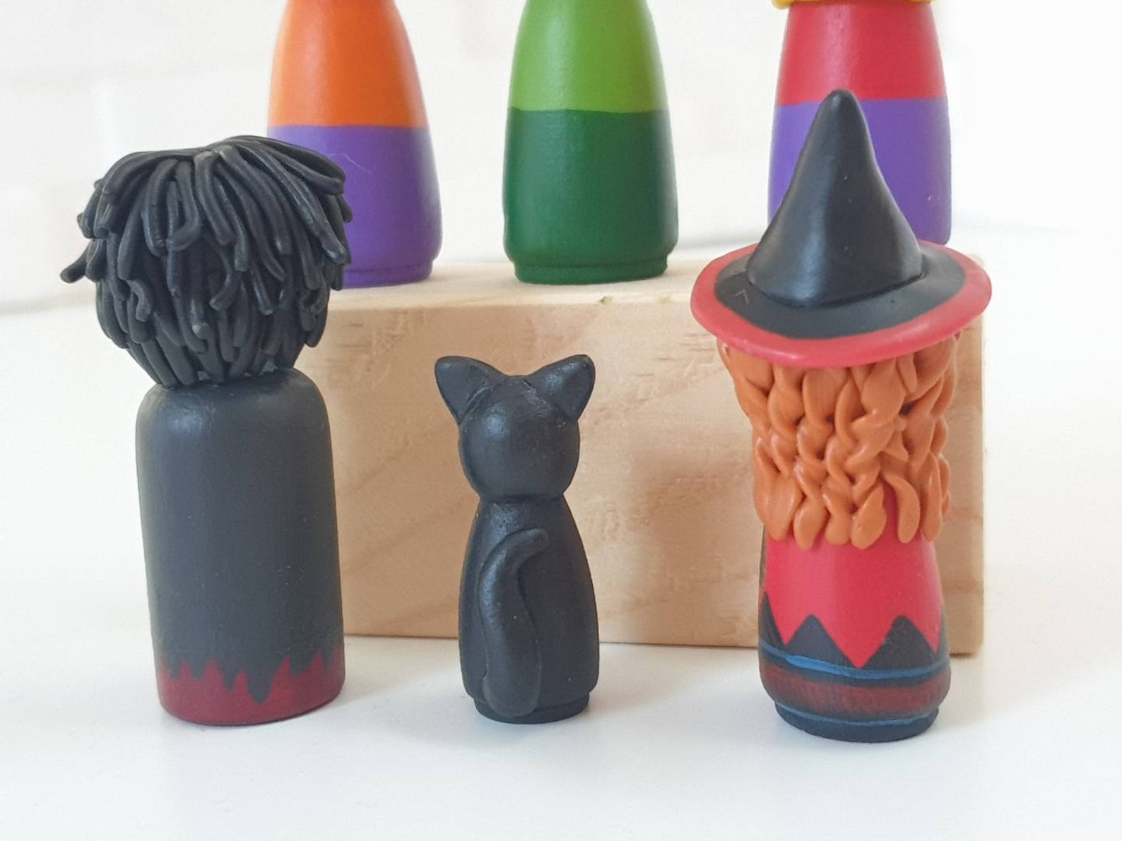 Hocus Pocus Wooden Peg Doll Set, Sanderson Sisters Witch Figurines ...