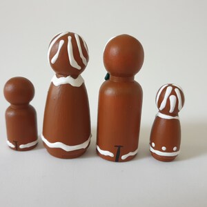 Gingerbread Wooden Peg Doll Family Toy Figurine Christmas Ornament - Etsy
