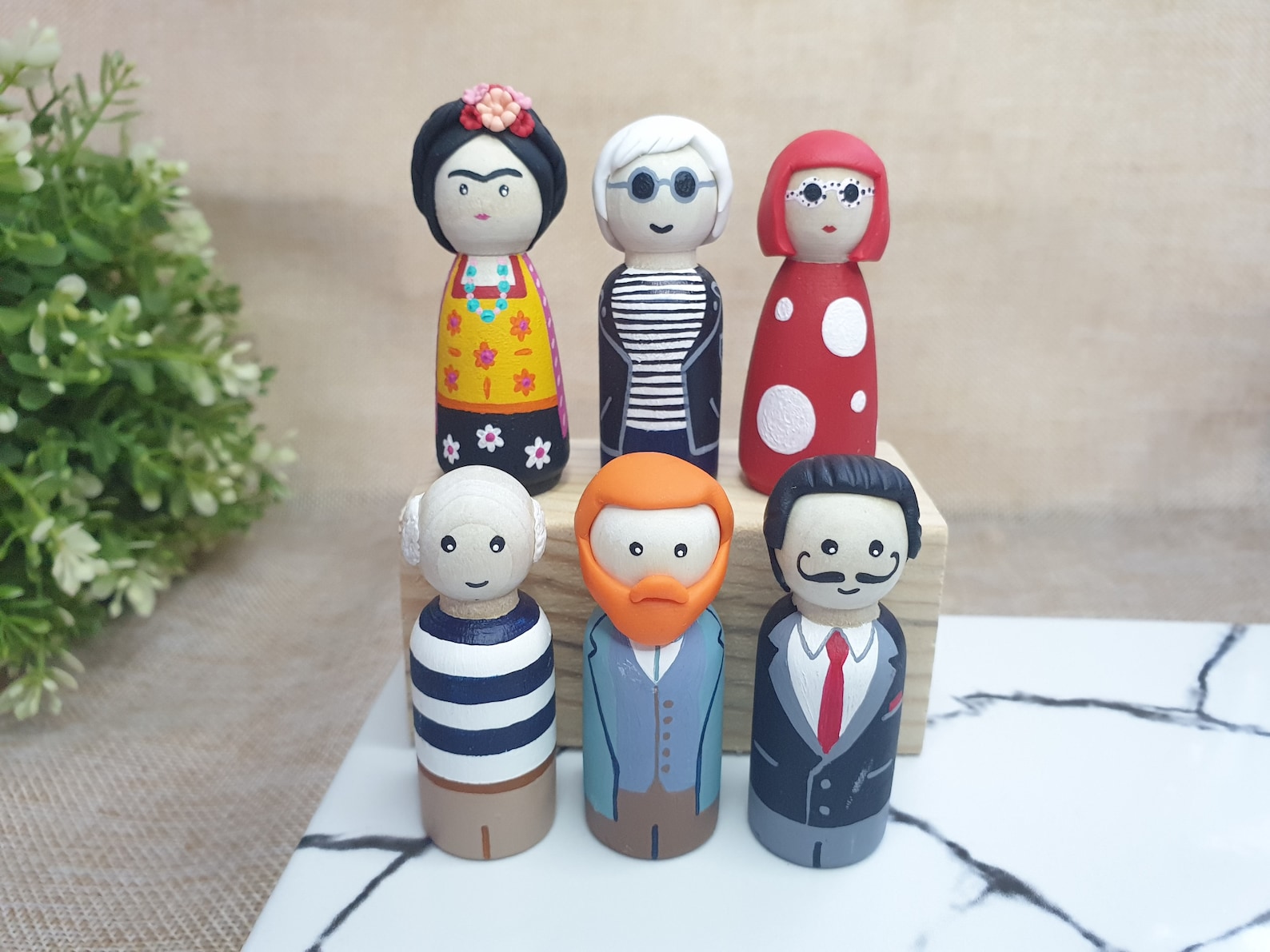 Famous Painters Wooden Peg Dolls / Frida Kahlo, Salvador Dali, Andy ...