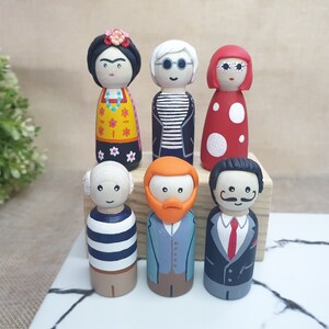 Famous Painters Wooden Peg Dolls / Frida Kahlo, Salvador Dali, Andy ...