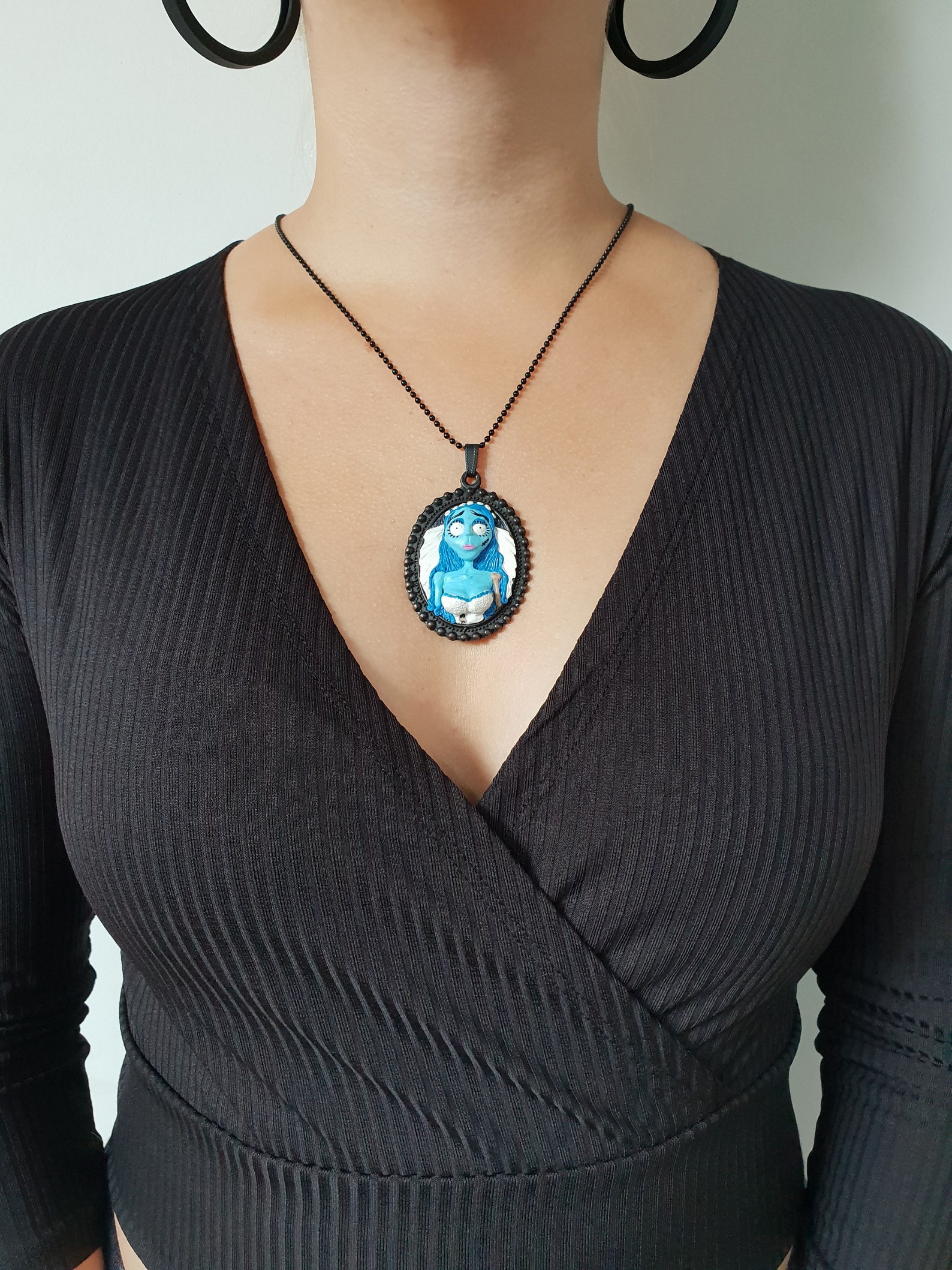 Corpse Bride Necklace, Polymer Clay Pendant, Gothic Jewelry, Emily the ...