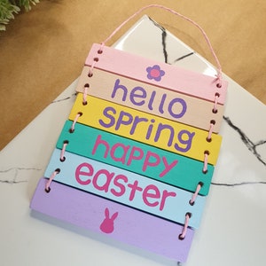 Hello Spring Happy Easter Hand-painted Wooden Wall Decor - Etsy