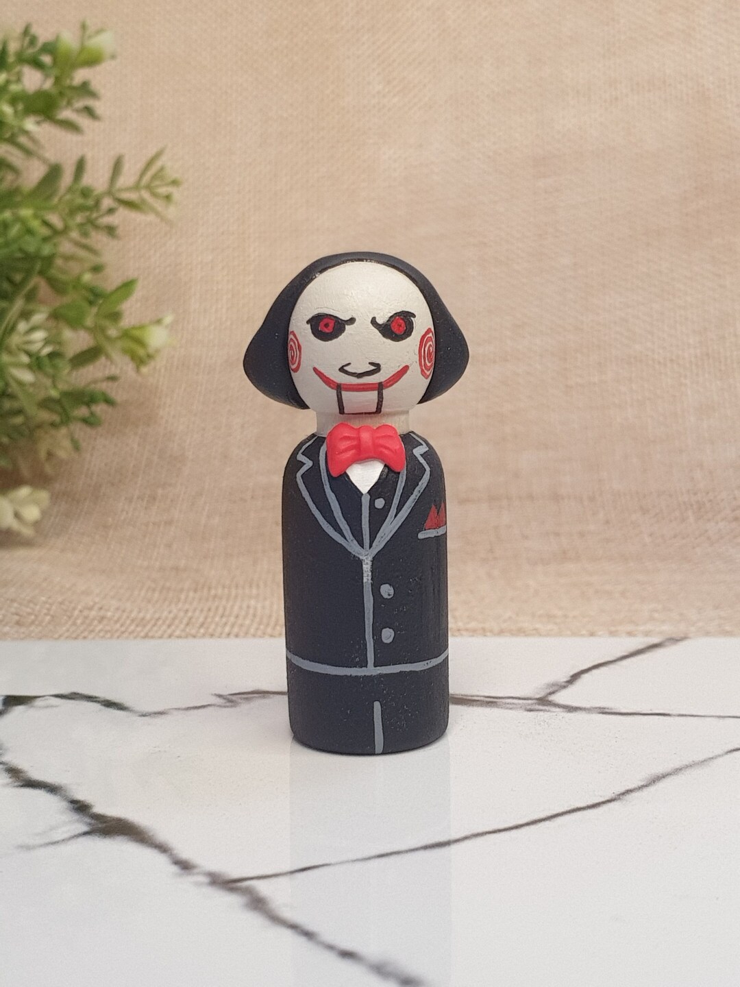 Jigsaw Wooden Peg Doll, Gift for SAW Fans, Halloween Tier Tray Decor ...