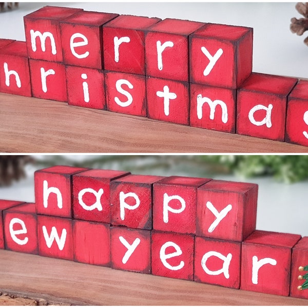 Christmas Wood Blocks - Etsy