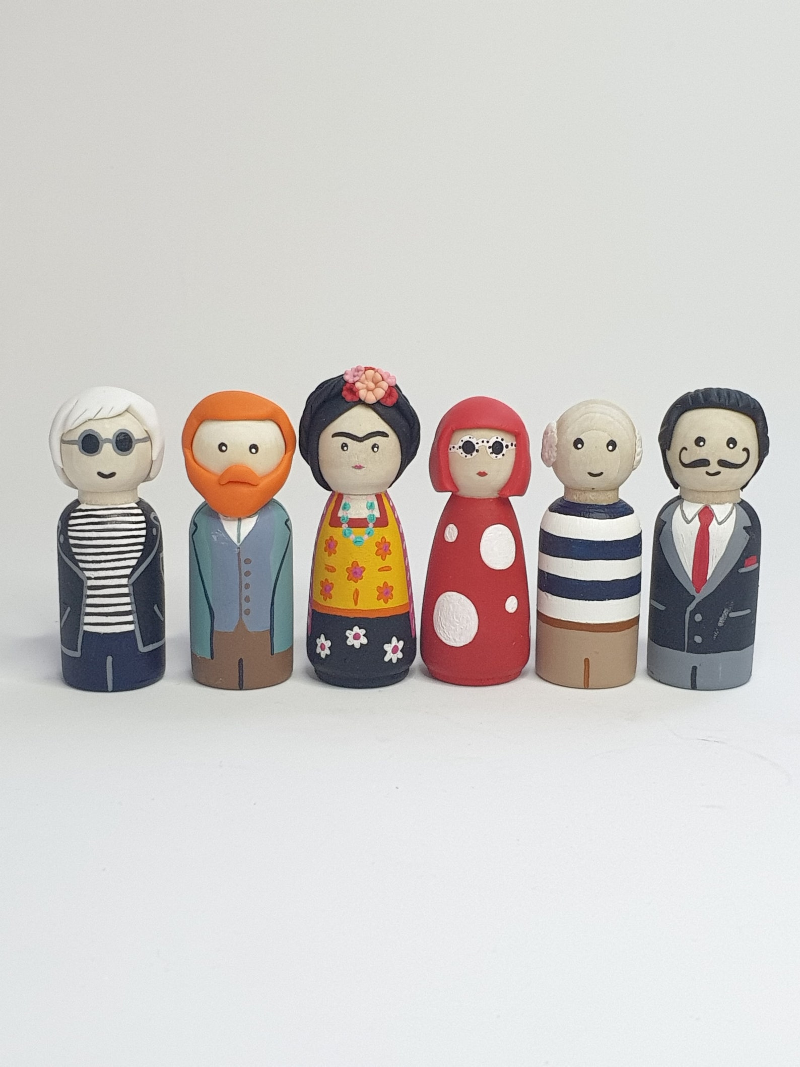Famous Painters Wooden Peg Dolls / Frida Kahlo, Salvador Dali, Andy ...