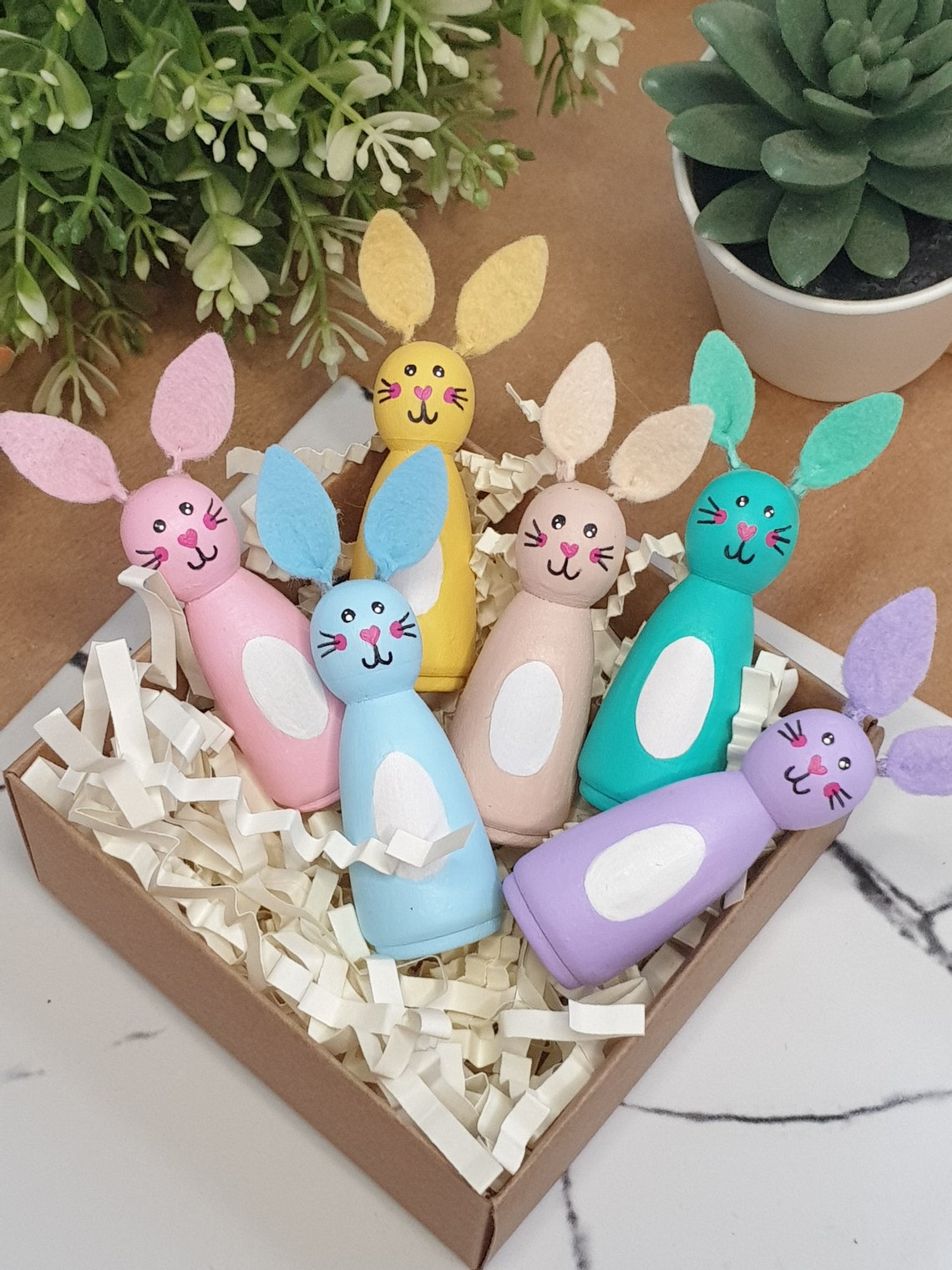 Easter Bunny Peg Doll, Baby Shower & 1st Birthday Bowl Filler, Colorful ...