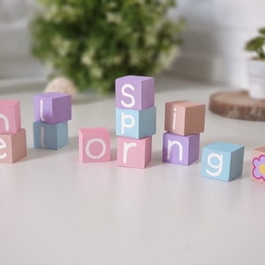 Happy Easter & Hello Spring Wood Blocks Sign, Reversible Block Set ...