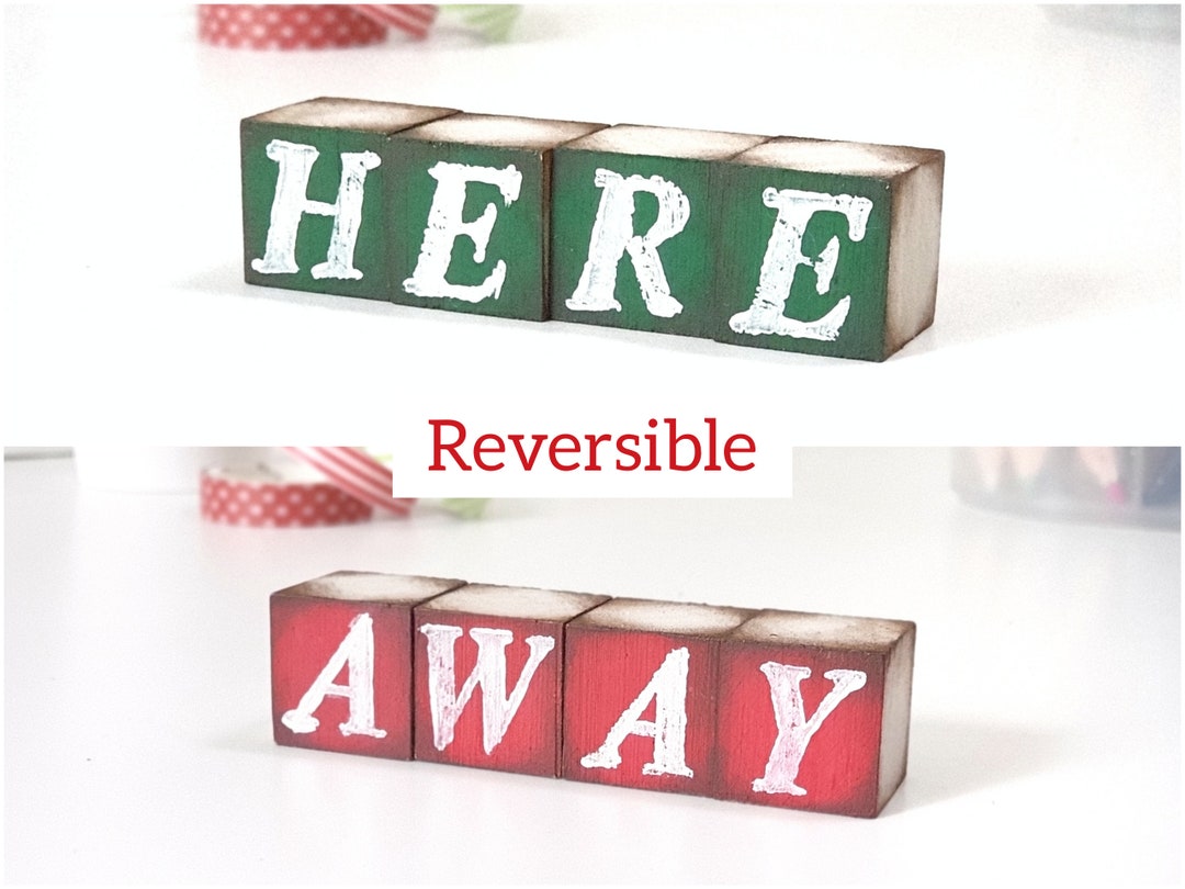 Coworker Christmas Gift, Office Desk Decor, HERE AWAY Wooden Block Sign ...