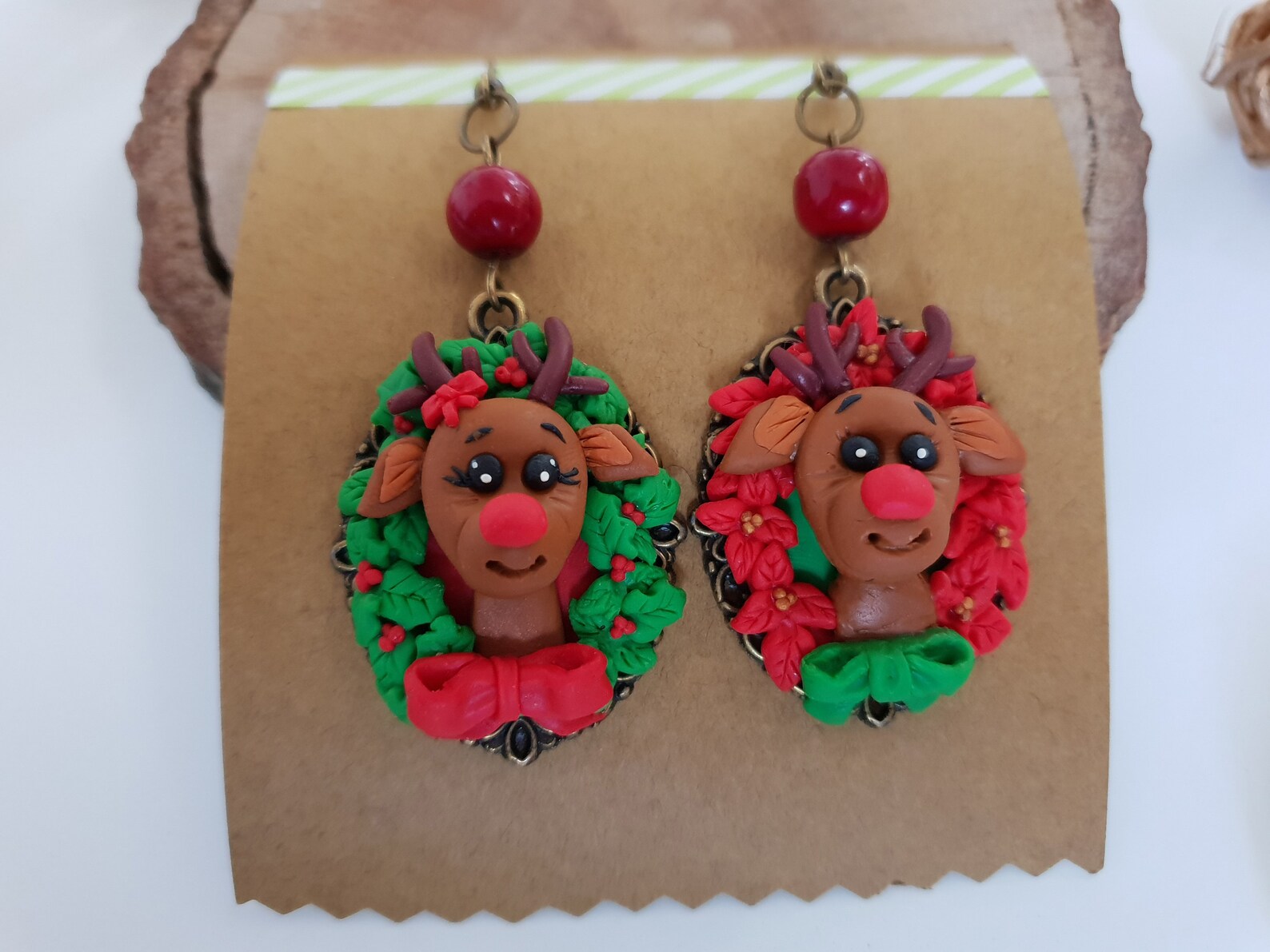 Christmas Reindeer Earrings Rudolph Jewelry Polymer Clay - Etsy