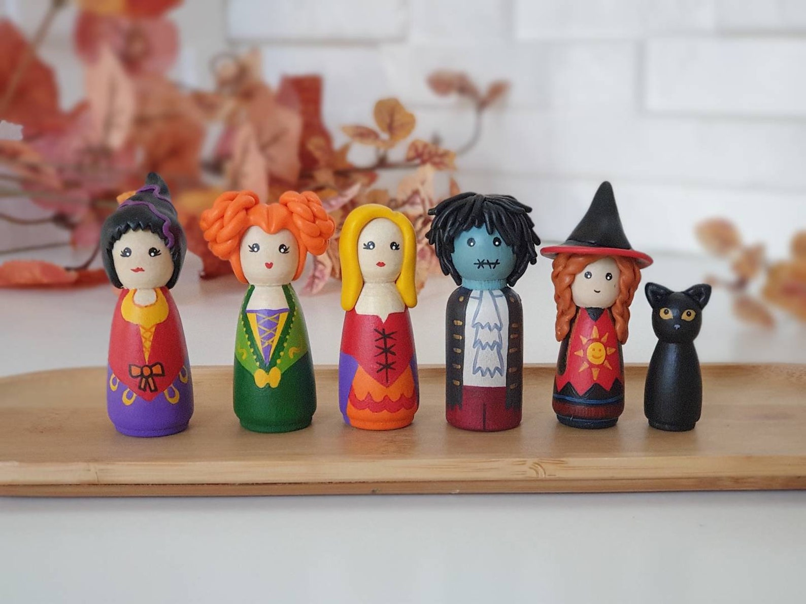 Hocus Pocus Wooden Peg Doll Set, Sanderson Sisters Witch Figurines ...