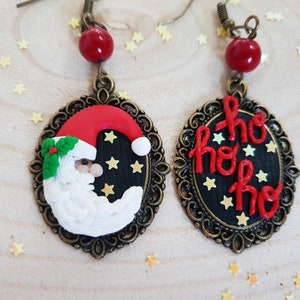 Christmas Santa Dangle Earrings Clay Jewelry Gift From Santa Claus ...