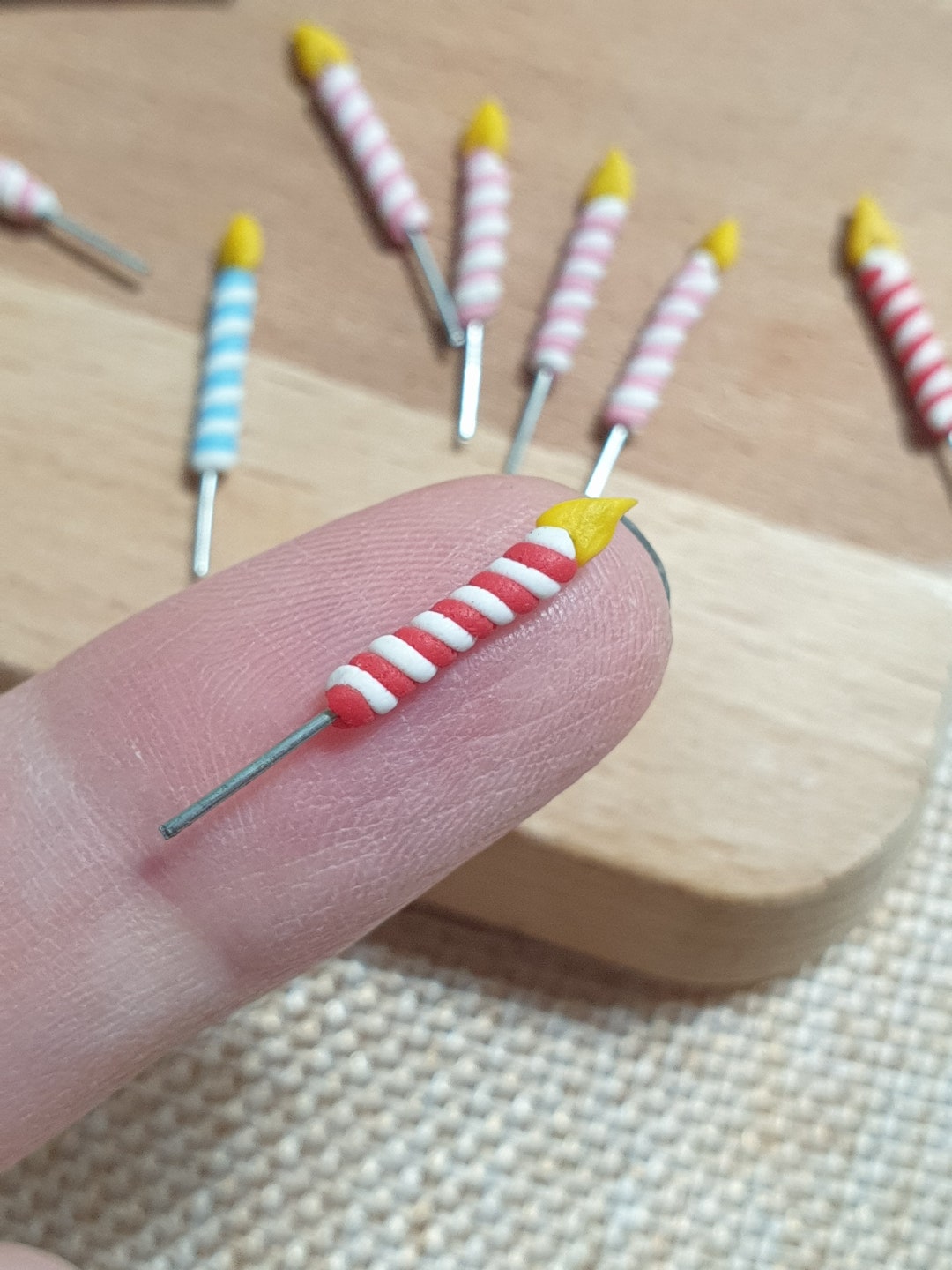 Miniature Birthday Cake Candle, Mini Fake Candle Set for Dollhouse ...