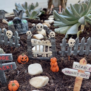Graveyard Gate Cemeterrarium Miniature Kit, Creepy Haunted Fairy Garden ...