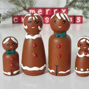 Gingerbread Wooden Peg Doll Family Toy Figurine Christmas Ornament - Etsy
