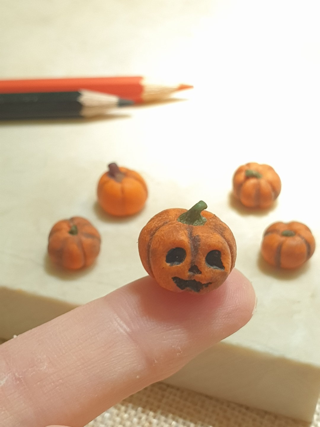 Miniature Clay Pumpkin Halloween Dollhouse Decor, Mini Doll House ...