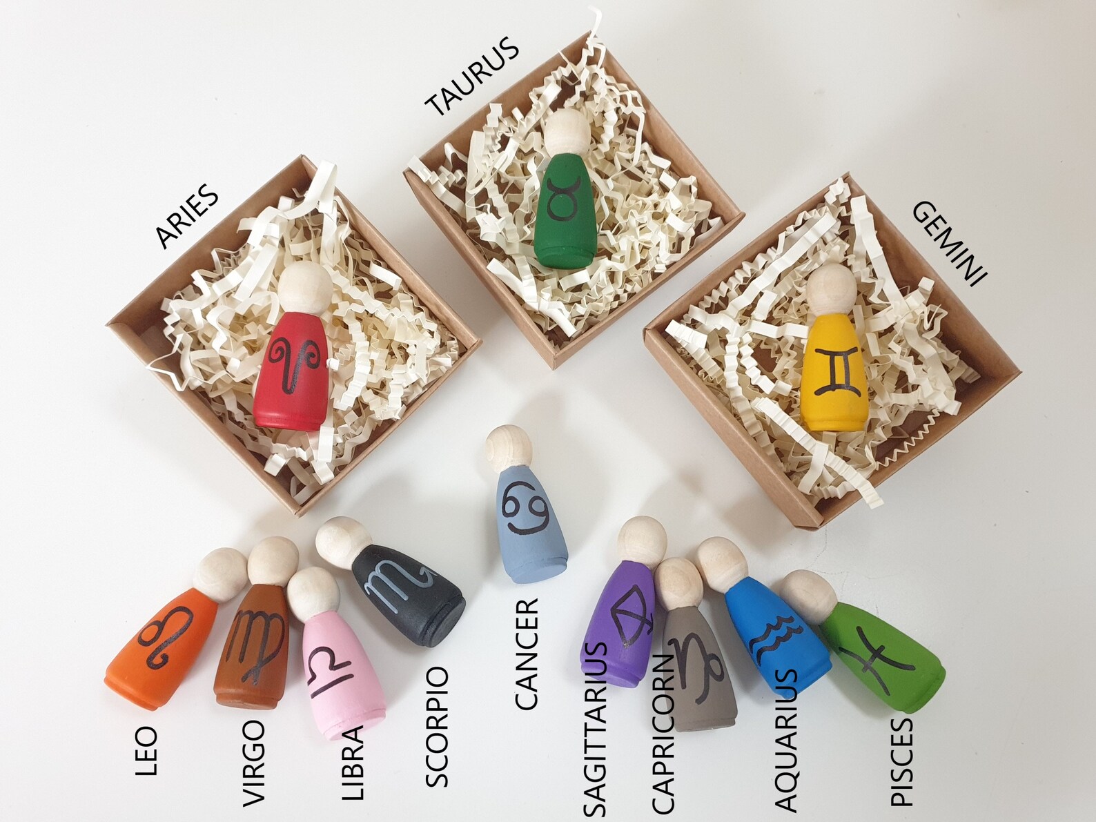 Zodiac Star Sign Peg Dolls, Valentines Day & Birthday Gift for ...