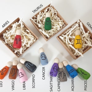 Zodiac Star Sign Peg Dolls, Valentines Day & Birthday Gift for ...