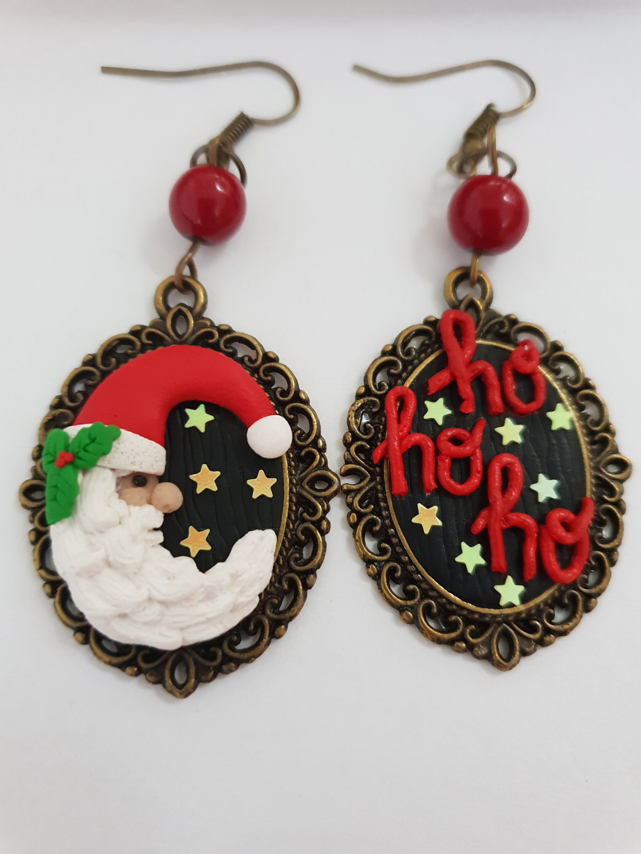 Christmas Santa Dangle Earrings Clay Jewelry Gift From Santa Claus ...