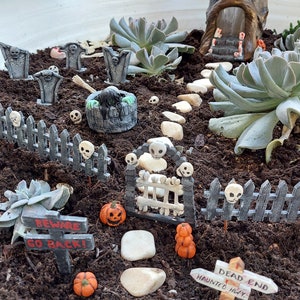 Graveyard Gate Cemeterrarium Miniature Kit, Creepy Haunted Fairy Garden ...