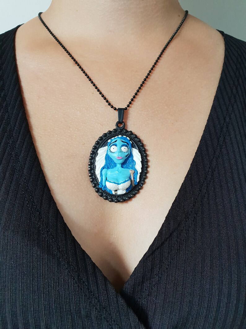 Corpse Bride Necklace, Polymer Clay Pendant, Gothic Jewelry, Emily the ...