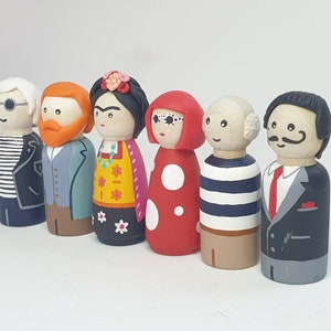 Famous Painters Wooden Peg Dolls / Frida Kahlo, Salvador Dali, Andy ...