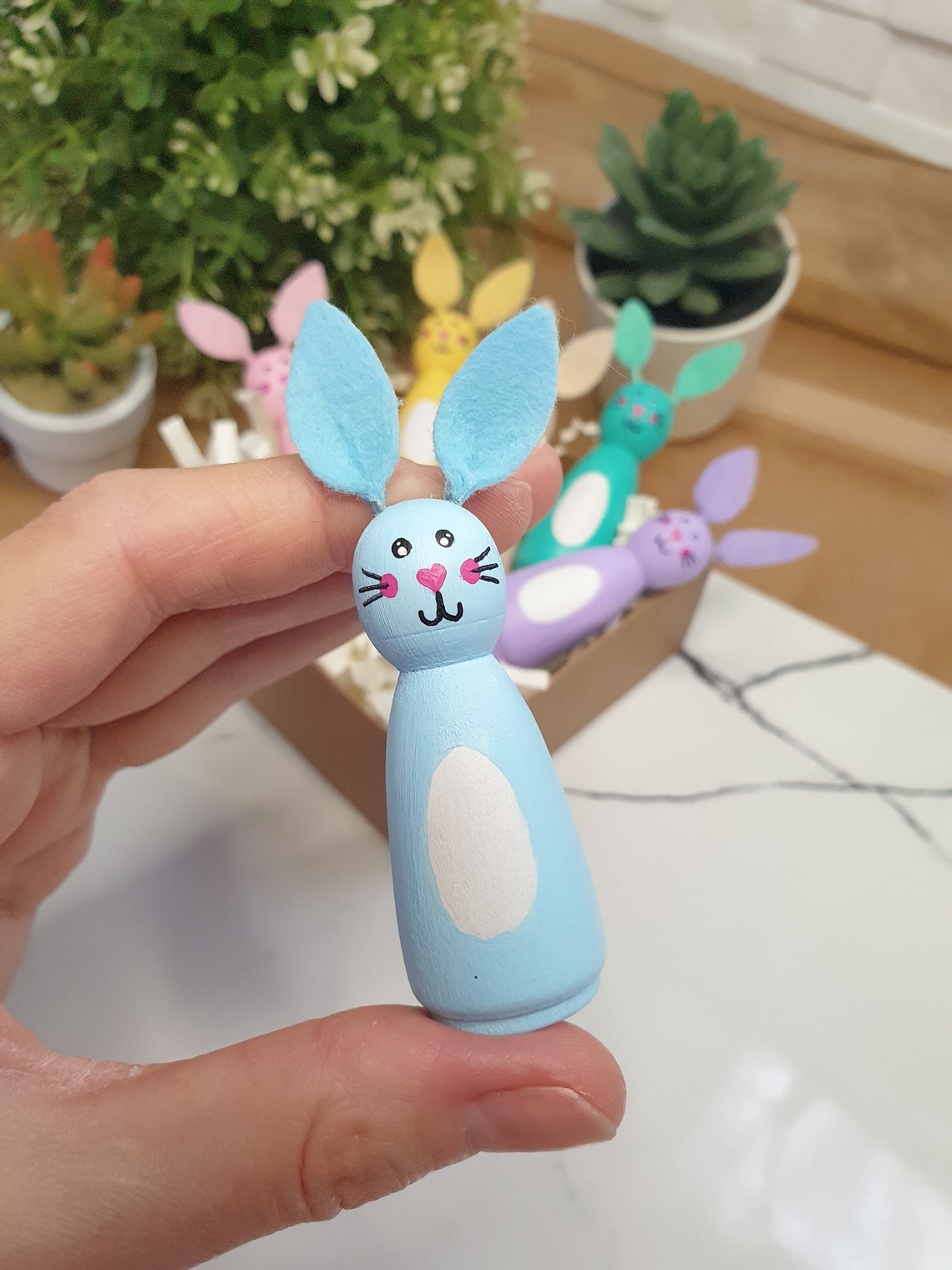 Easter Bunny Peg Doll, Baby Shower & 1st Birthday Bowl Filler, Colorful ...