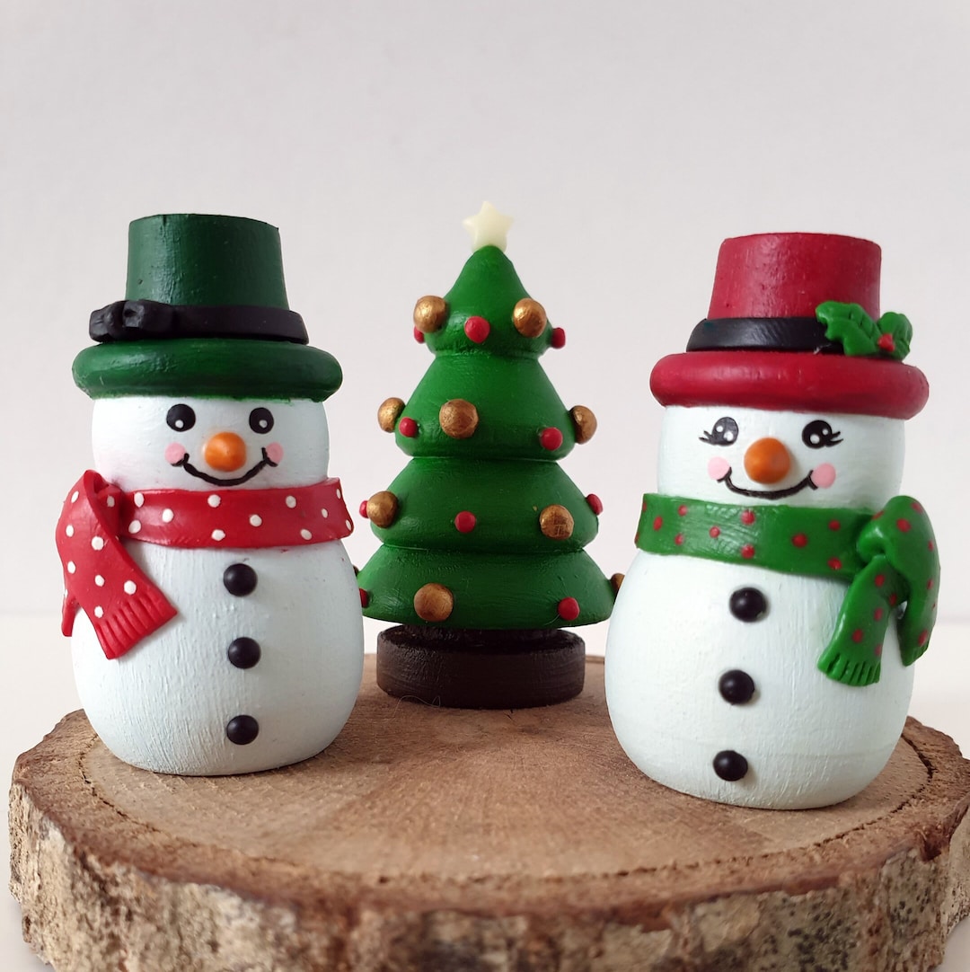 Snowman Peg Doll Cake Topper, Christmas Ornaments, Wooden Christmas ...