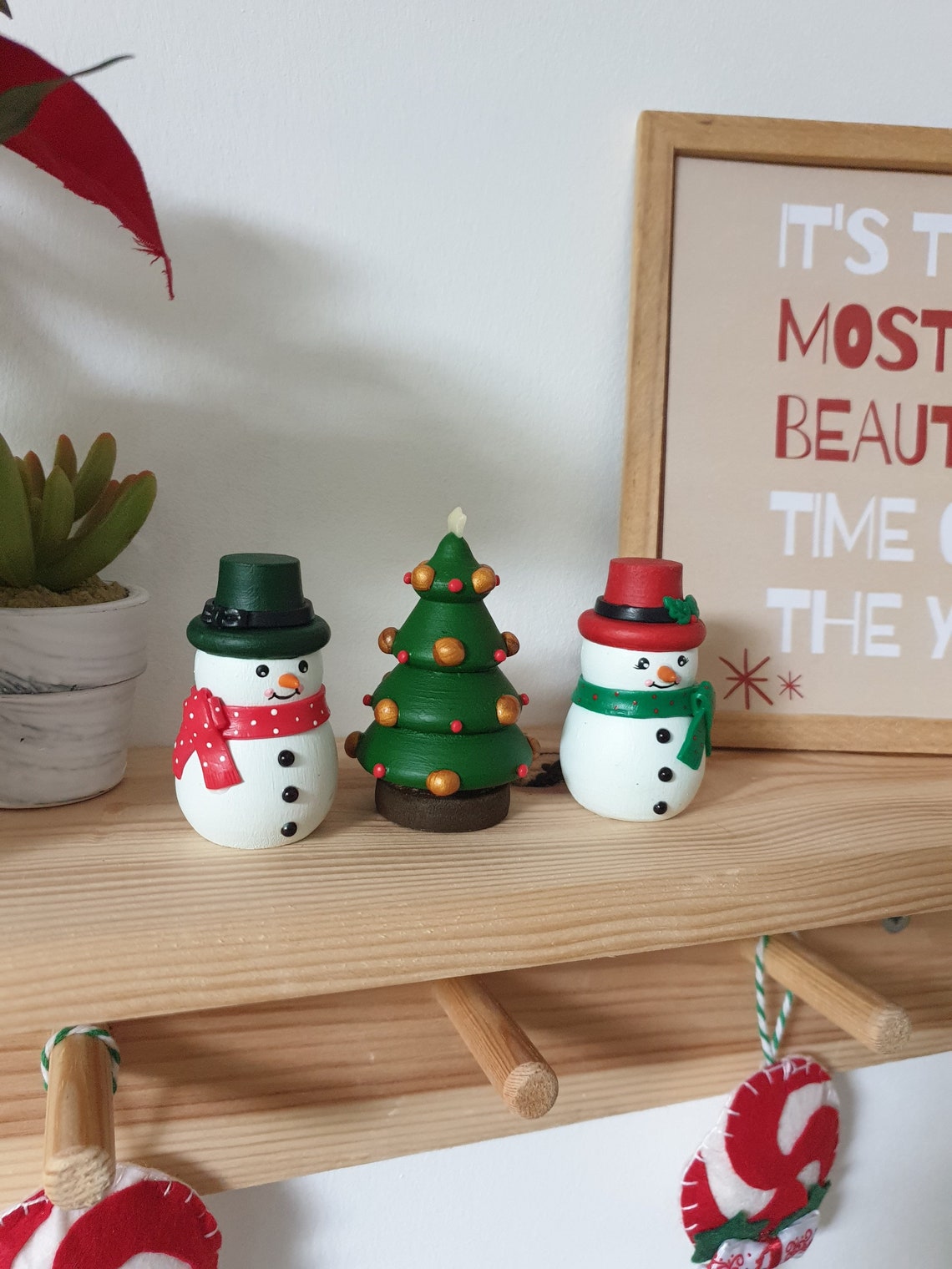 Snowman Peg Doll Cake Topper Christmas Ornaments Wooden - Etsy