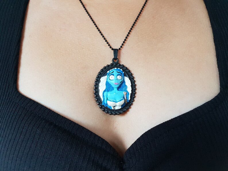 Corpse Bride Necklace, Polymer Clay Pendant, Gothic Jewelry, Emily the ...