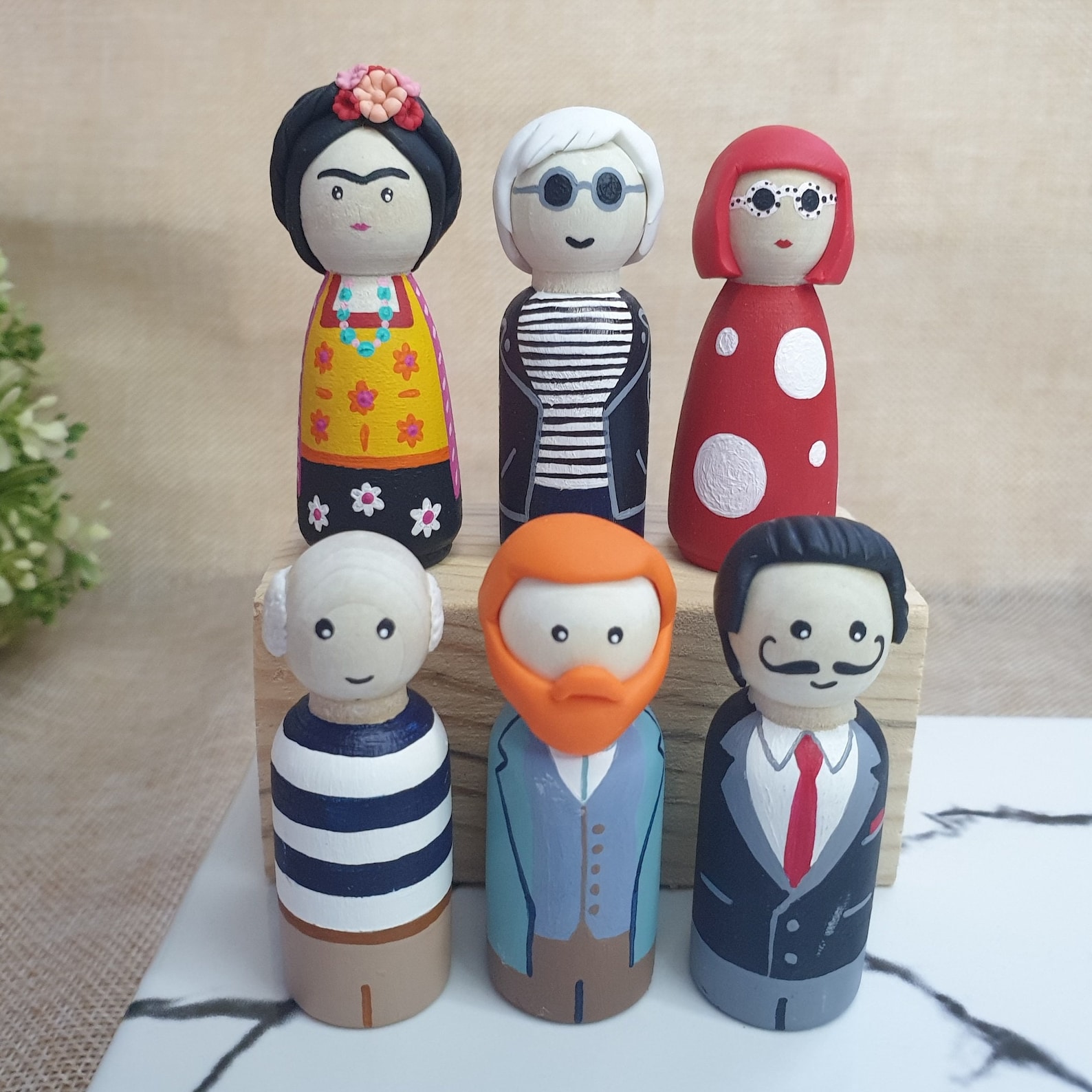 Famous Painters Wooden Peg Dolls / Frida Kahlo, Salvador Dali, Andy ...