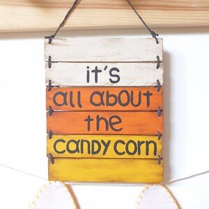 Candy Corn Sign Wall Art Home Decor, Halloween Wall Hanging ...