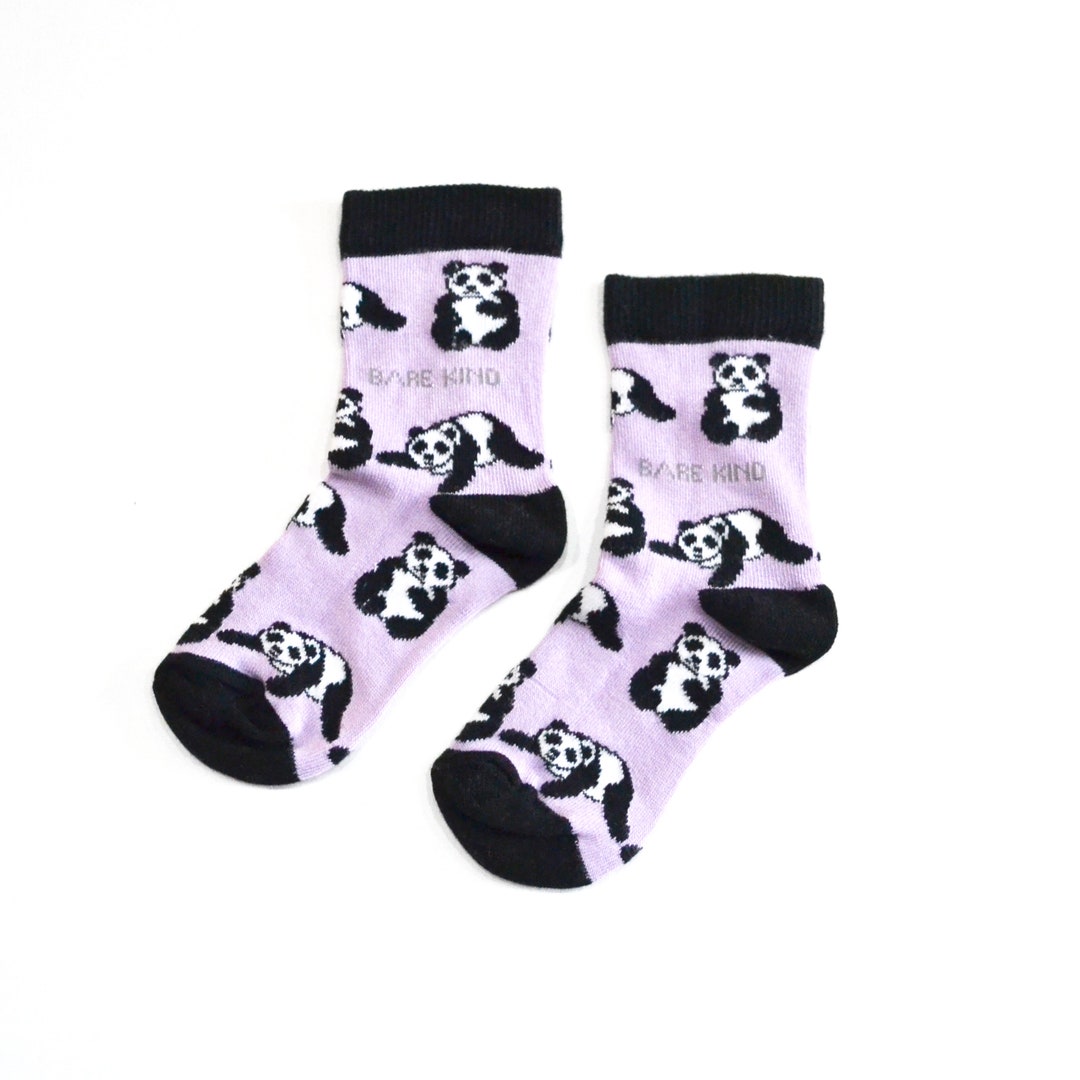Lilac Panda Kids Socks, Bamboo Panda Socks, Purple Bamboo Socks, Cute ...