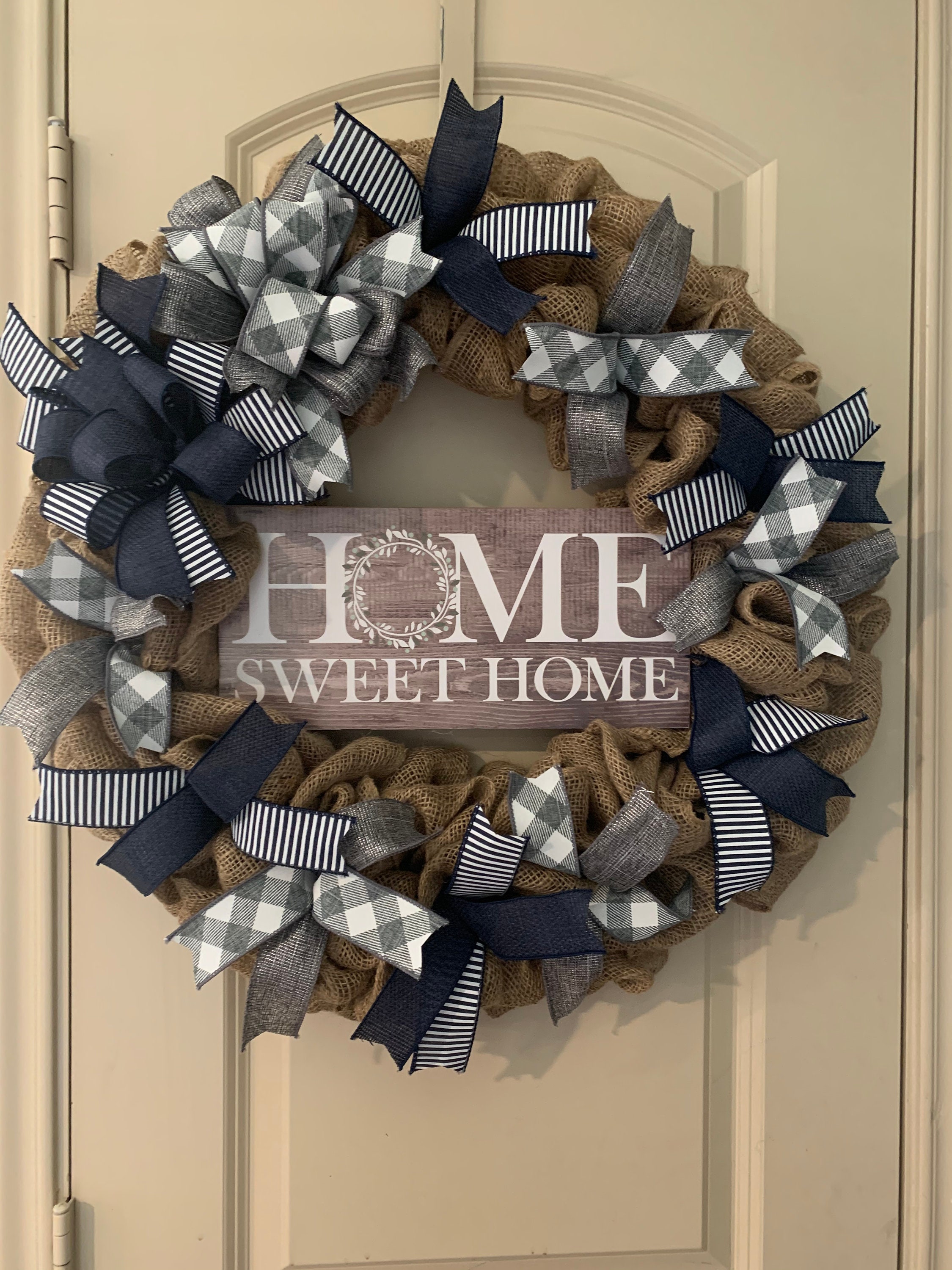 Burlap Home Sweet Home Wreath - Etsy Canada
