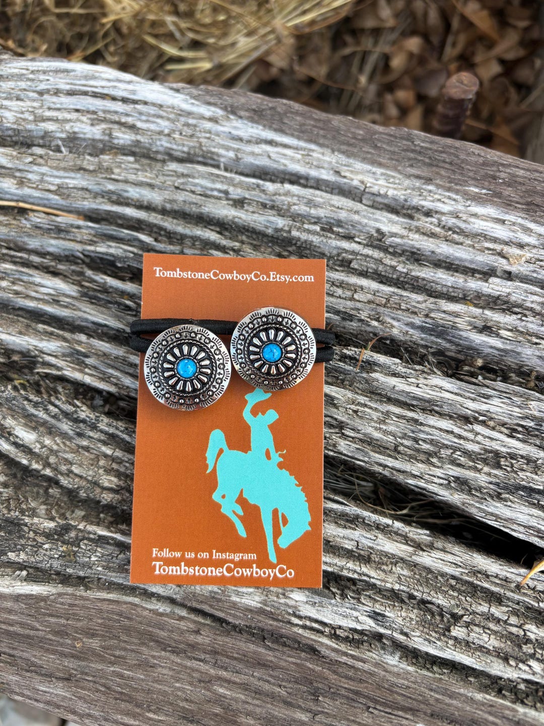 Blue Center Mini Ponytail Concho Hair Tie Set of Two - Etsy