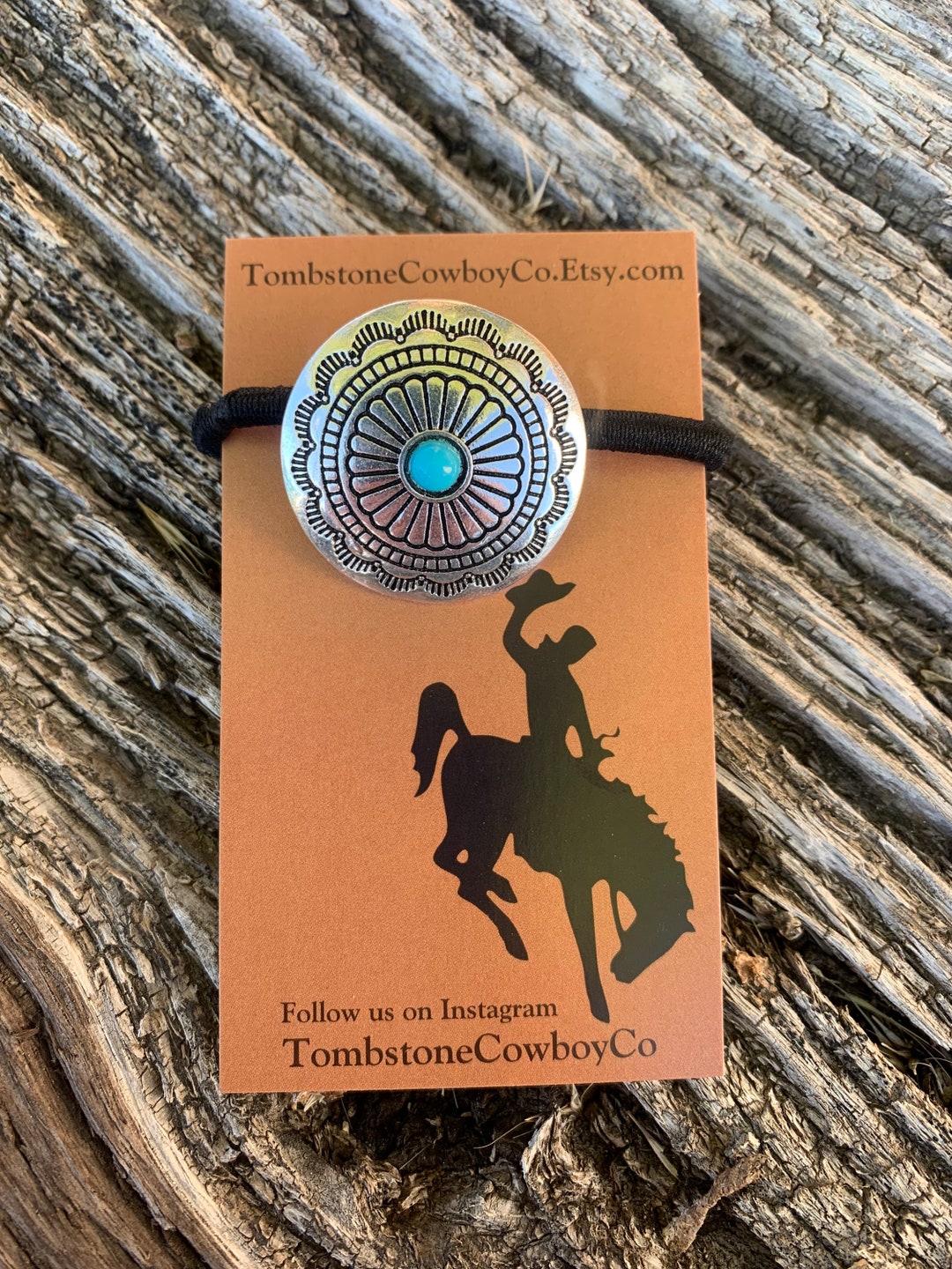 Circle Scalloped Hair Concho Ponytail Holder With Turquoise - Etsy